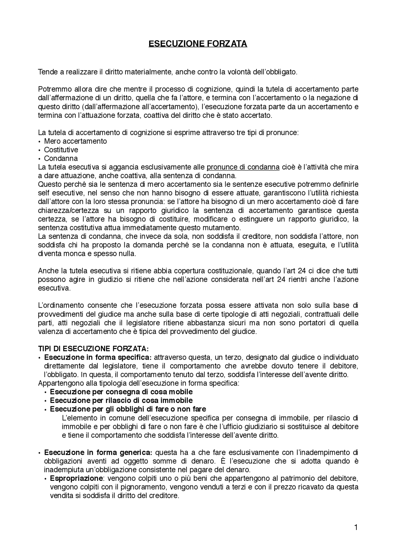 Esecuzione Forzata Nel Processo Civile Docsity