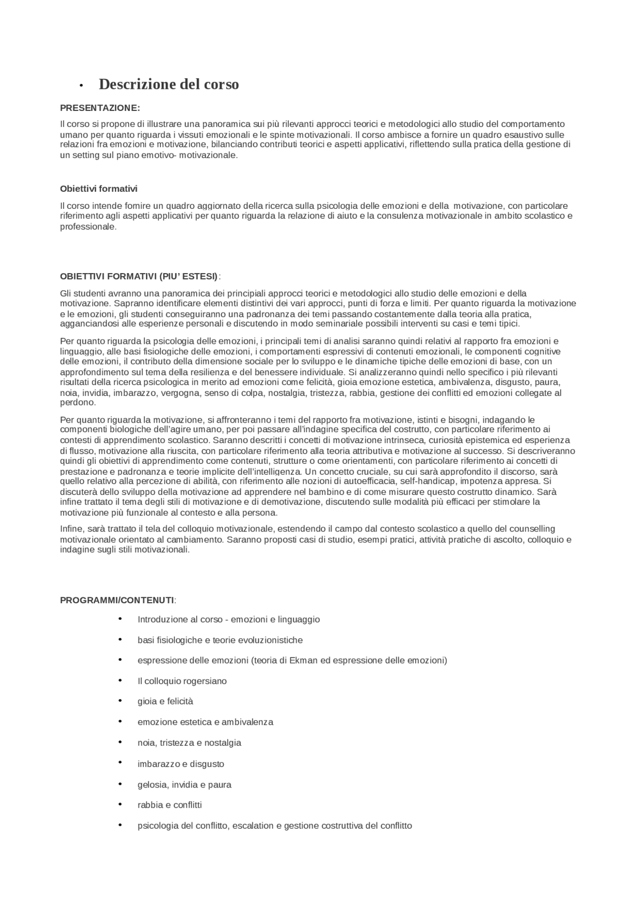 Emozioni E Motivazione Docsity