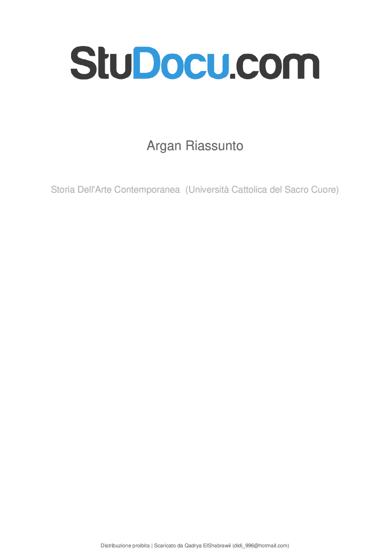 Storia Dellarte Argan Riassuntopdf Docsity