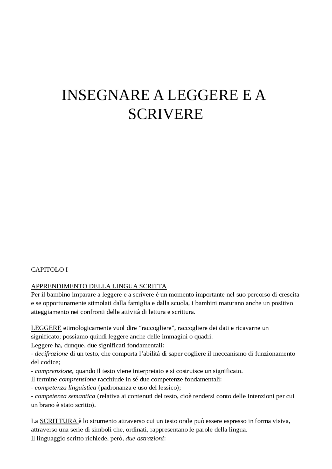 Insegnare A Leggere E Scrivere Docsity