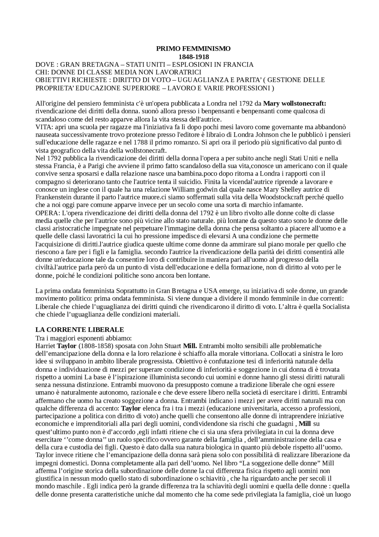 Le Filosofie Femministe Docsity