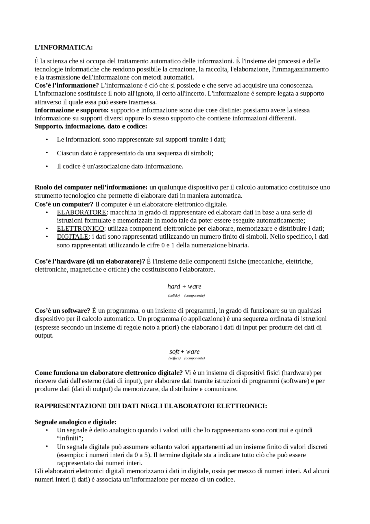 Riassunti Informatica Di Base Docsity