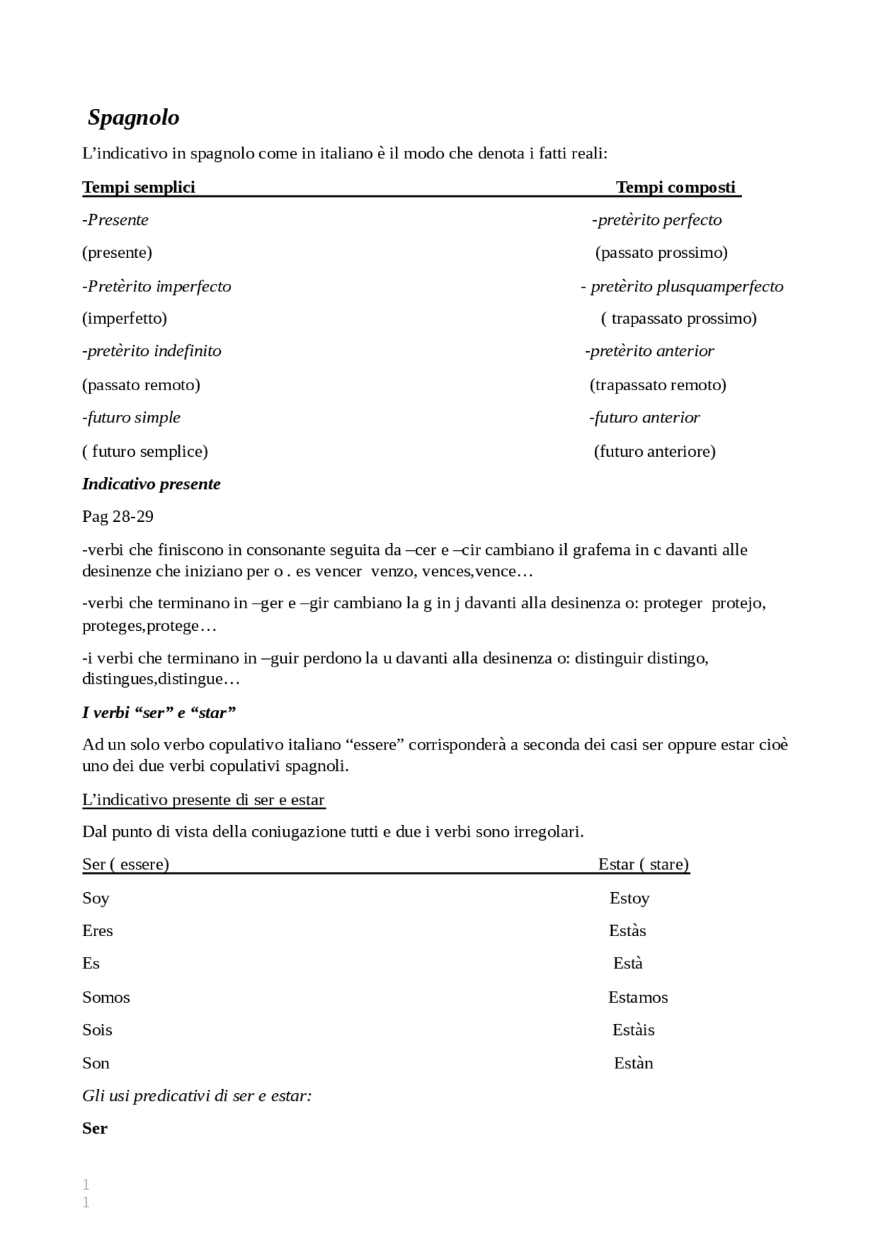 Schemi Grammatica Spagnola Docsity
