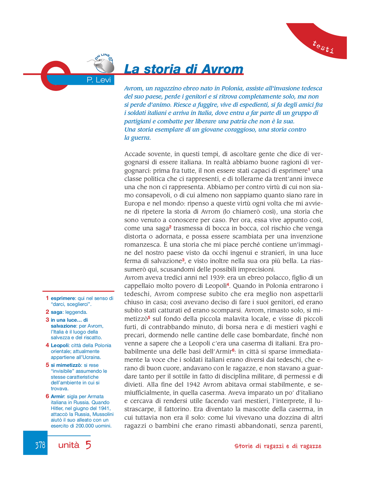 Avrom opera di primo levi - Docsity