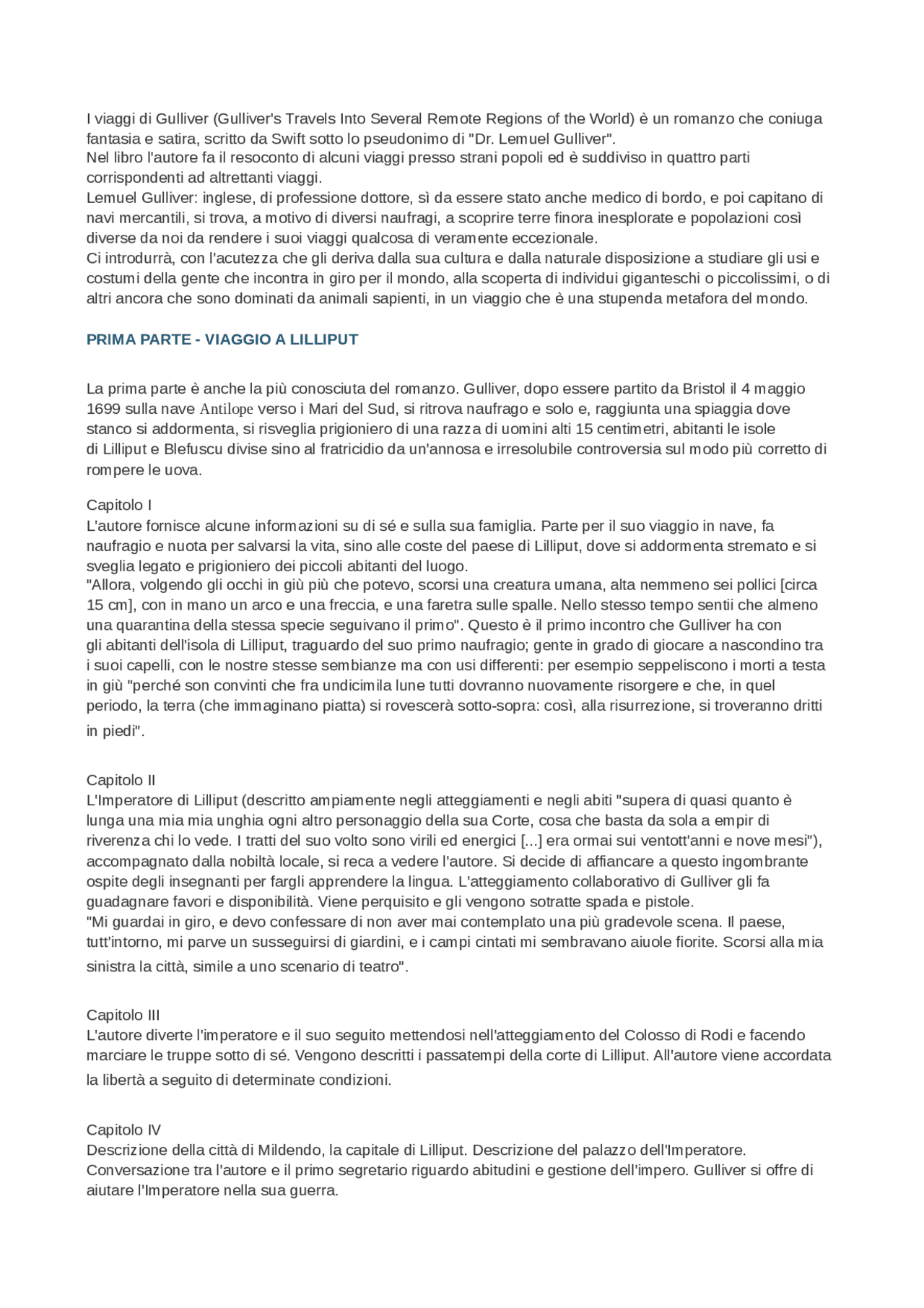 I Viaggi Di Gulliver Di Swift Docsity
