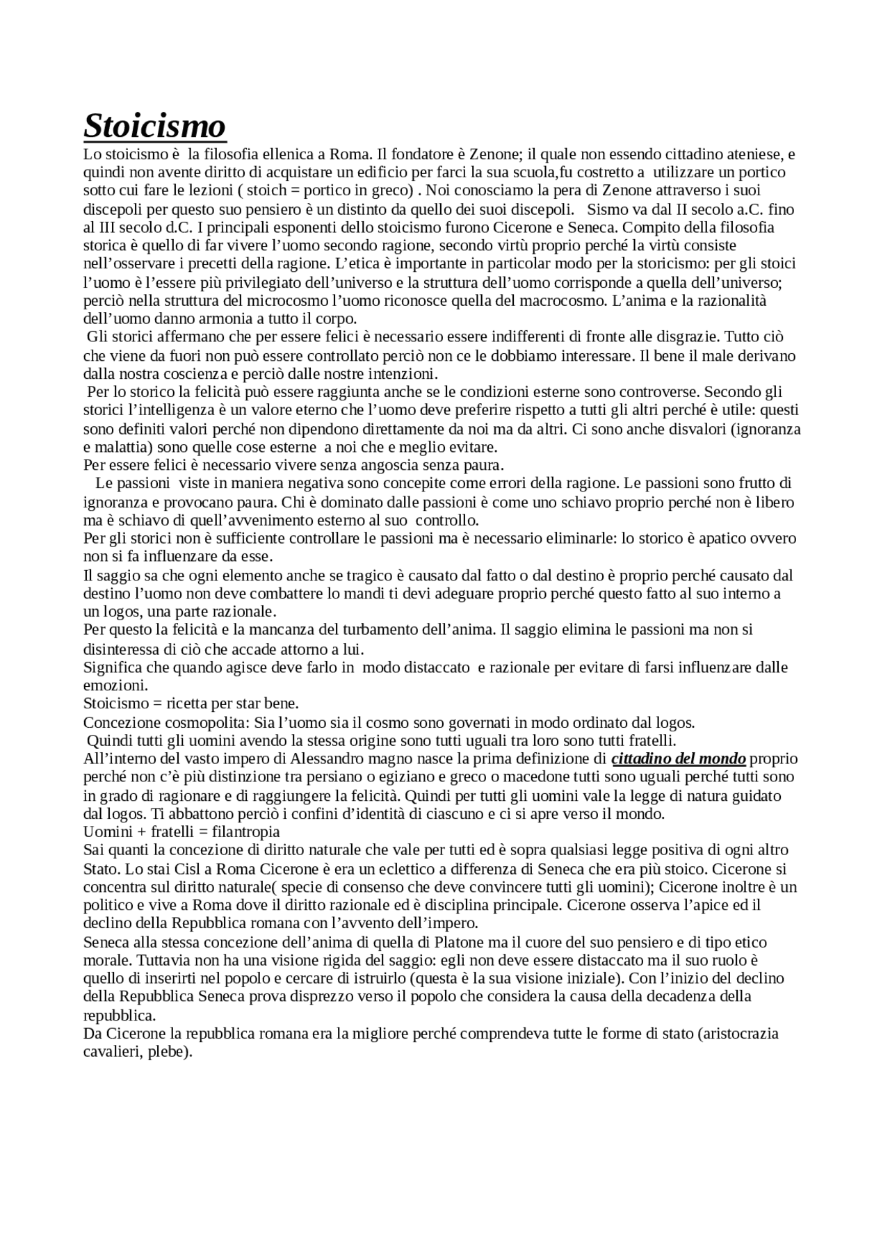La filosofia stoica - Docsity