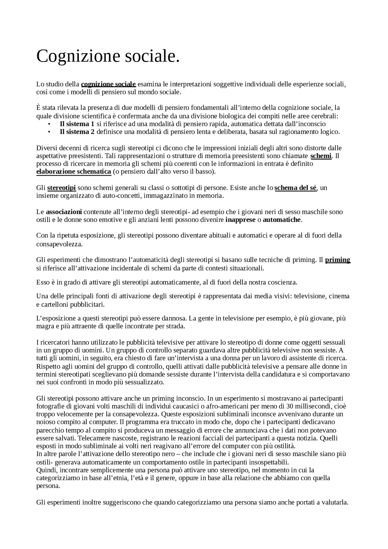 La Cognizione Sociale Docsity