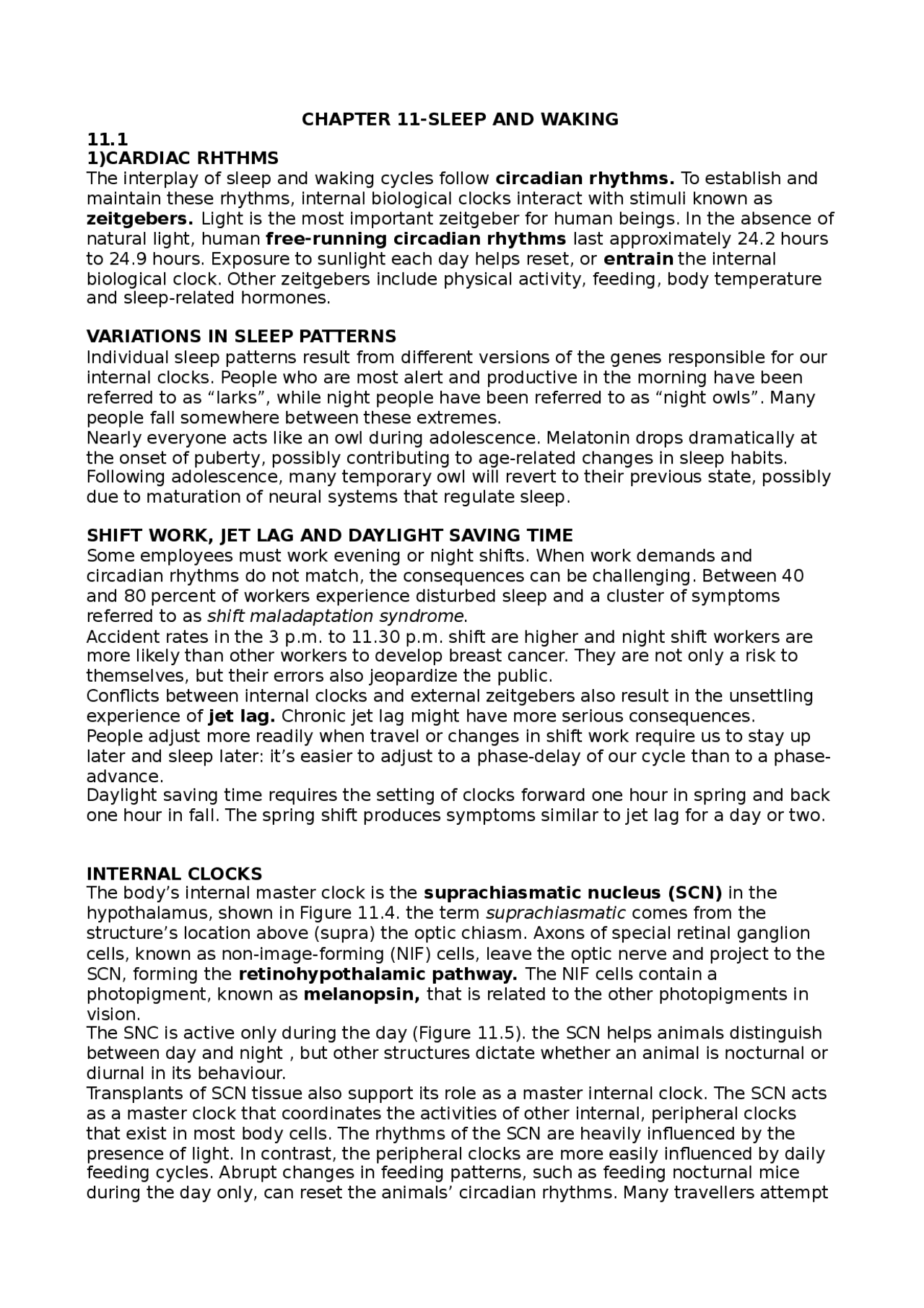 Chapter 11 Brain And Behaviour Docsity