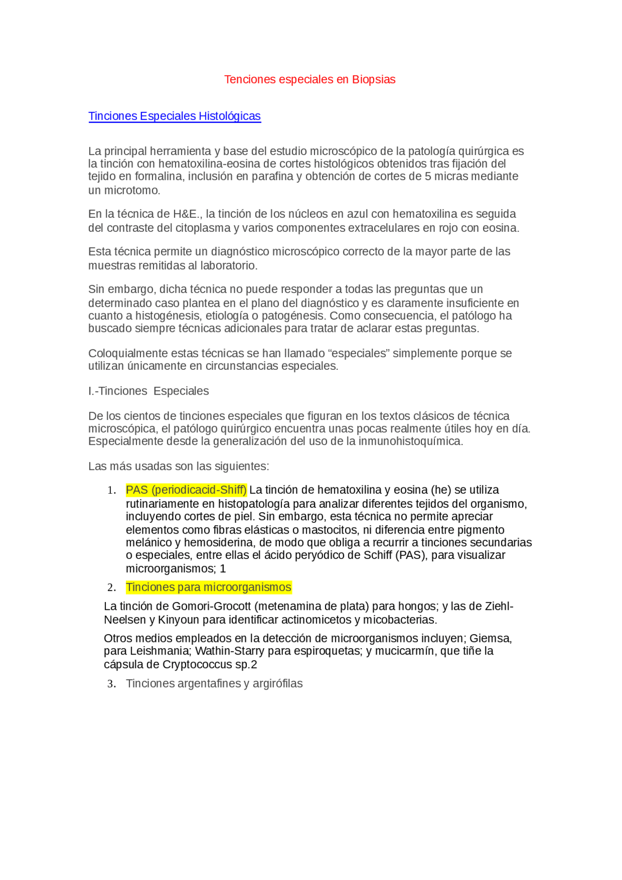 Tinciones Especiales Apuntes De Biología Docsity