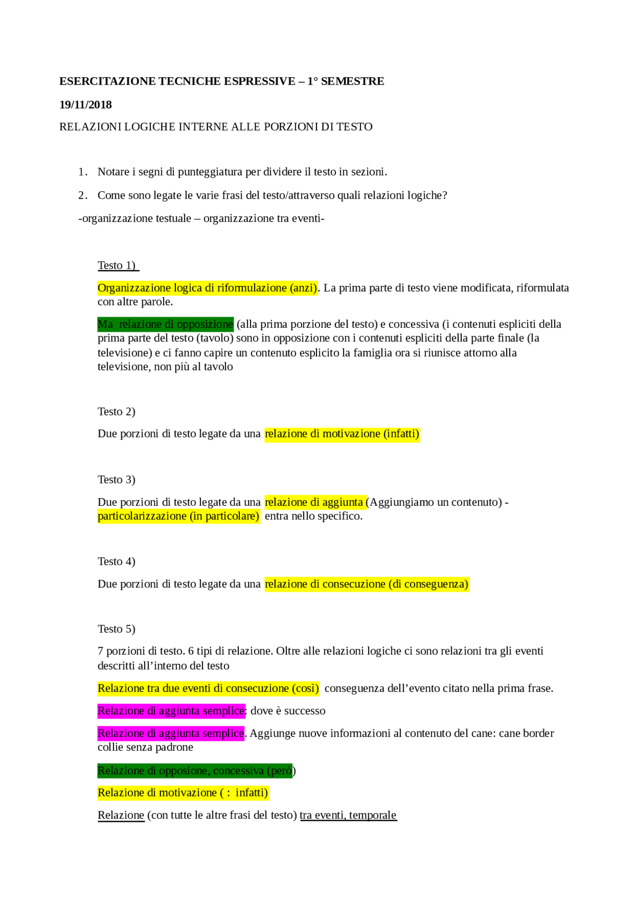 Esercitazioni Tecniche Espressive Docsity