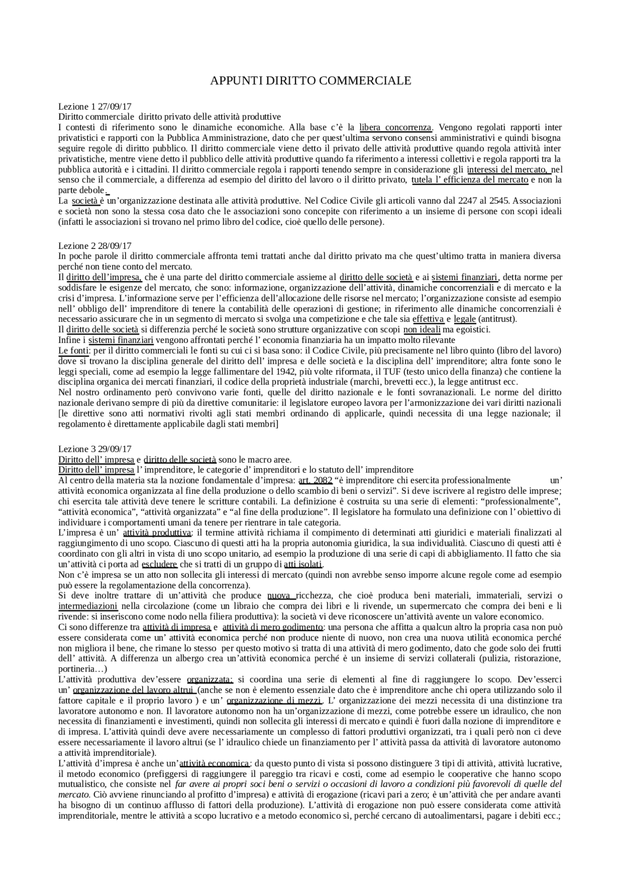 Appunti Diritto Commerciale Docsity