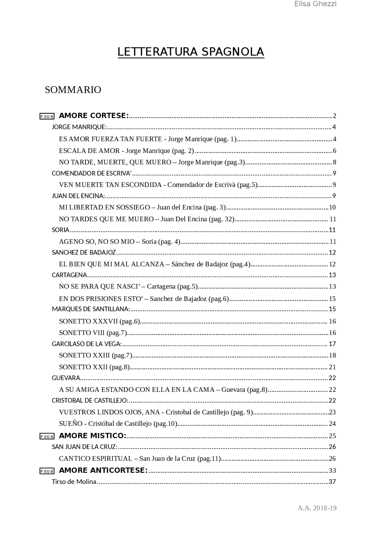 Letteratura Spagnola 3° Modulo Prof Assumma Appunti Lezioni Docsity