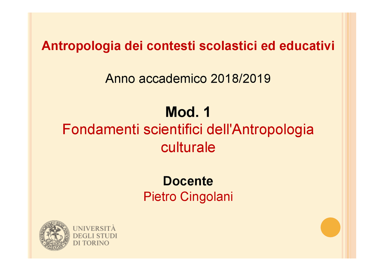 Antropologia Contesti Scolastici Docsity