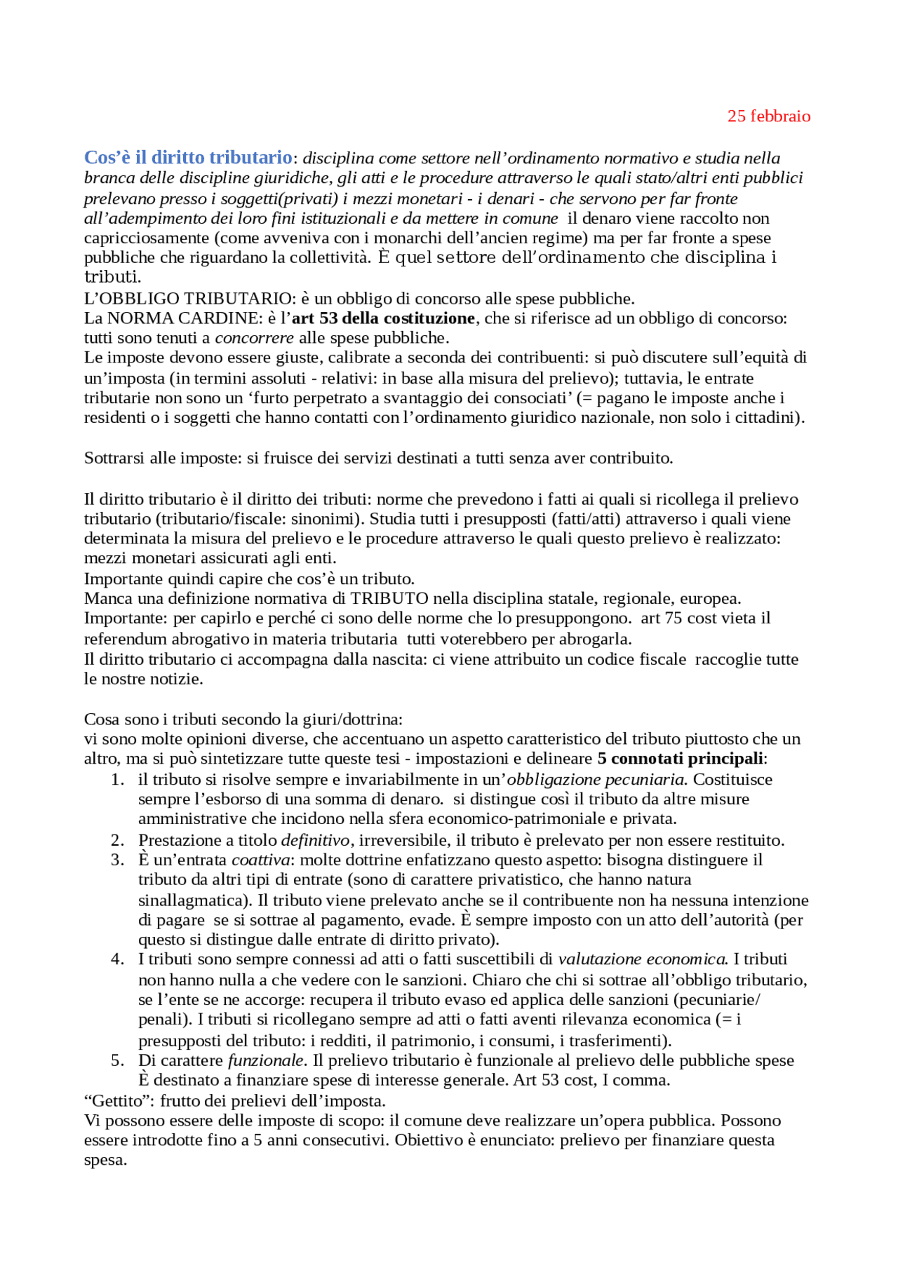 Lezione Di Diritto Tributario Docsity