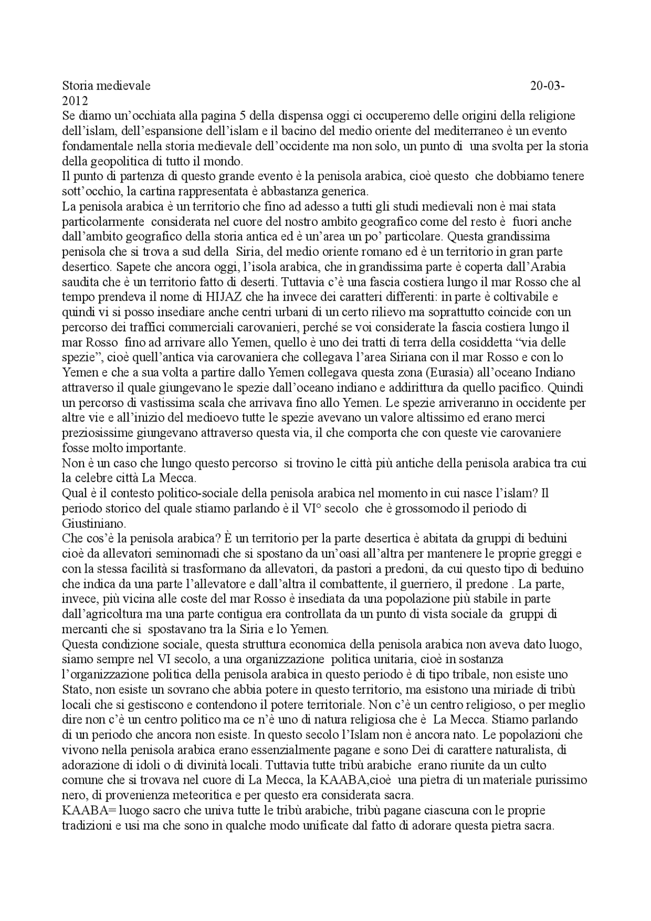 Riassunto Islam Storia Docsity
