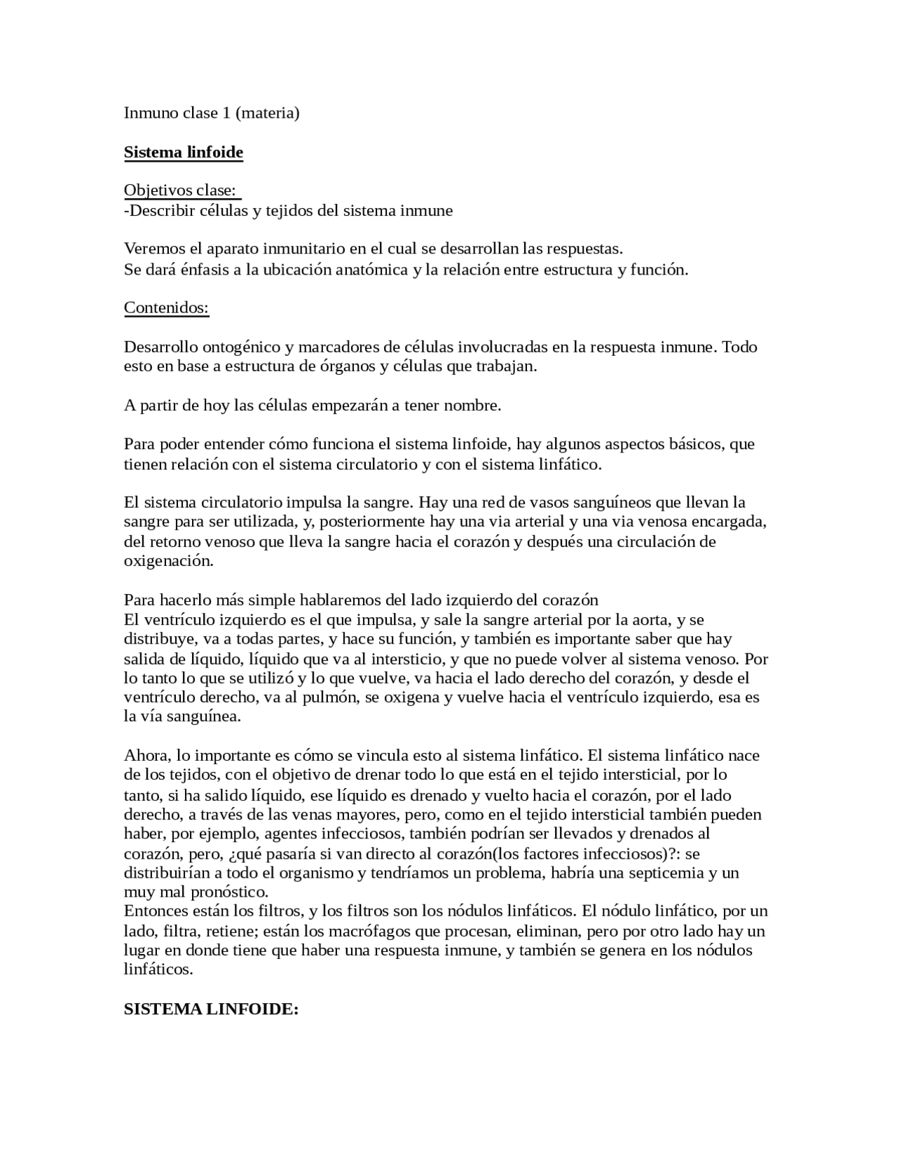 Inmunología Sistema Linfoide Docsity