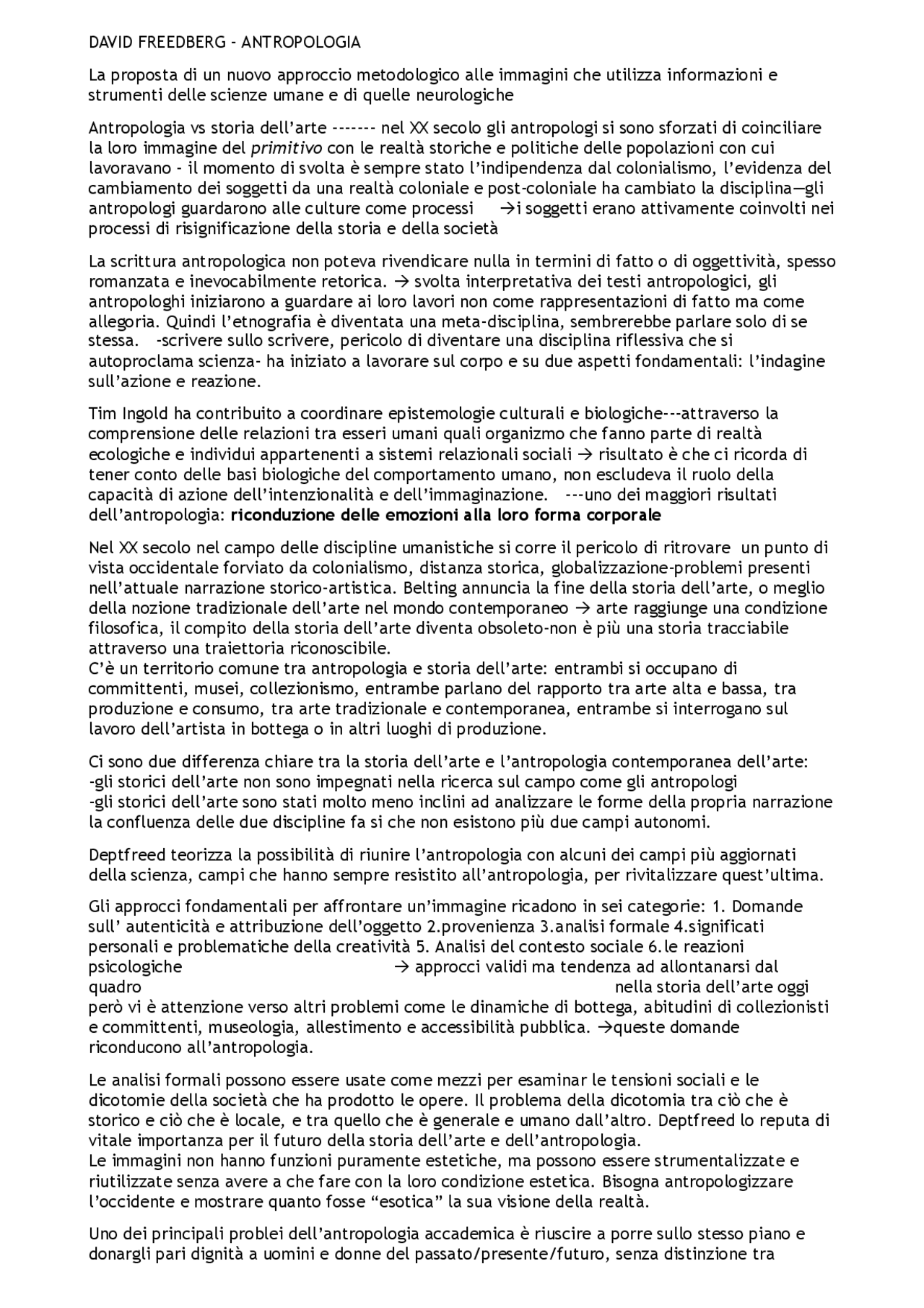 David Freedberg, antropologia e storia dell'arte la fine delle ...