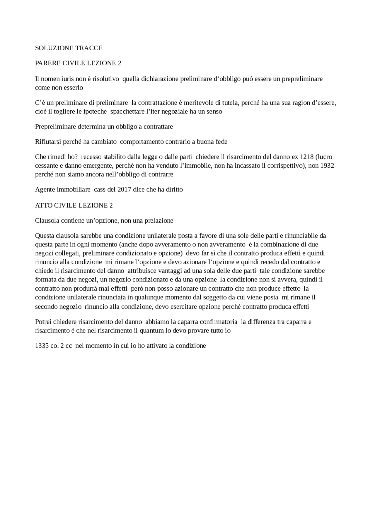 Tracce Lezione 2 Di Diritto Civile Docsity