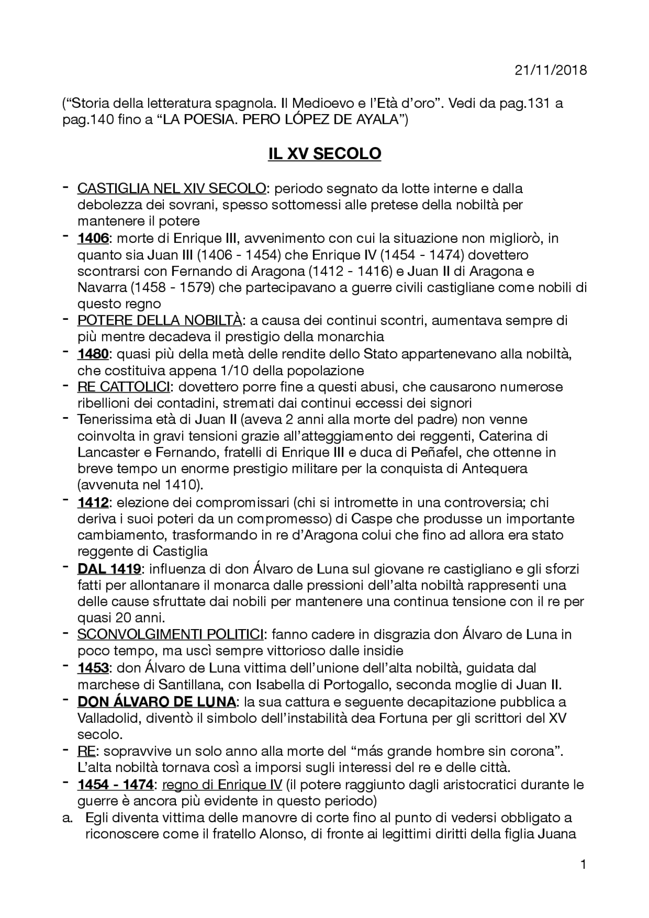 Appunti Letteratura Spagnola Docsity