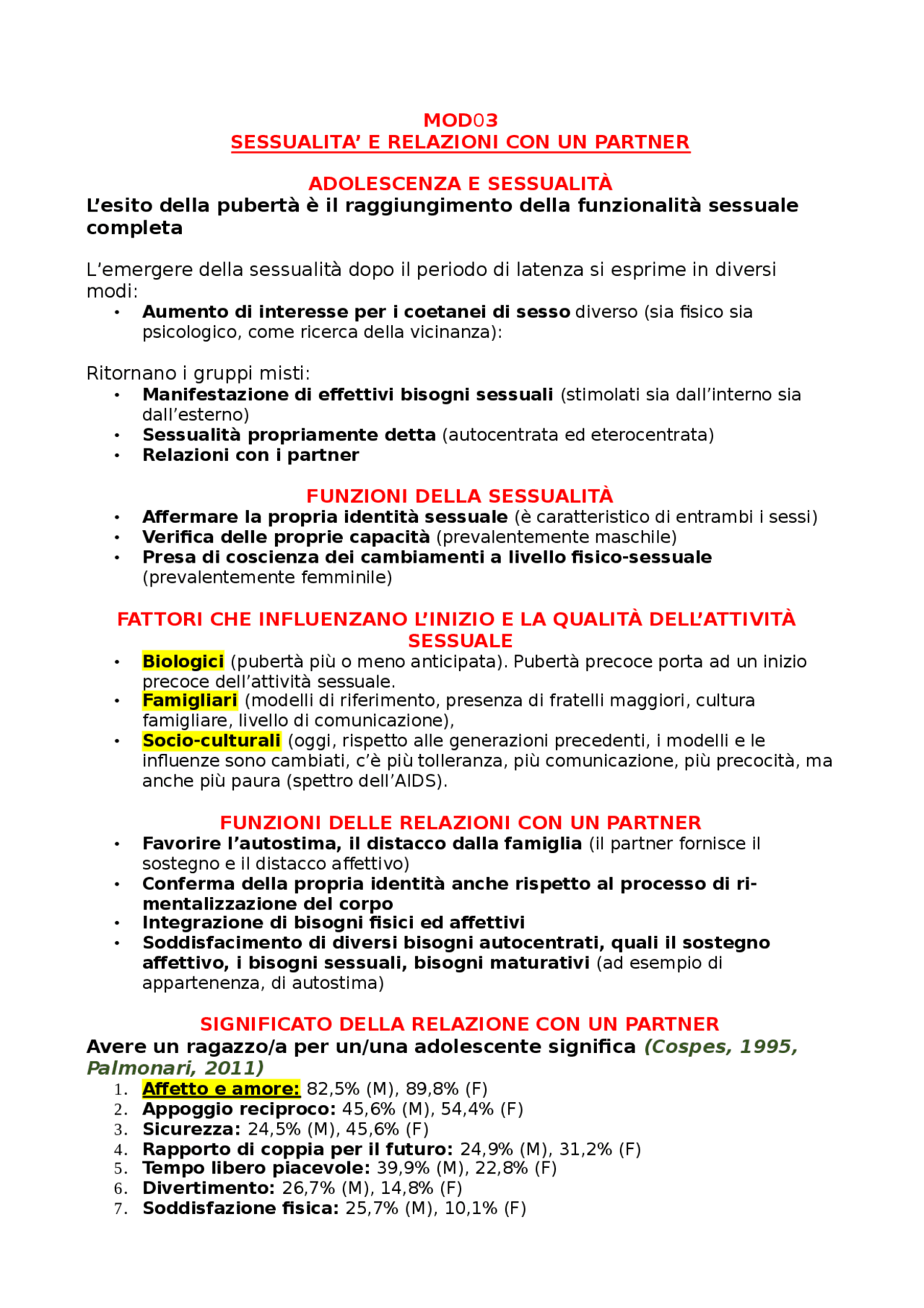 Adolescenza E Sessualità Docsity