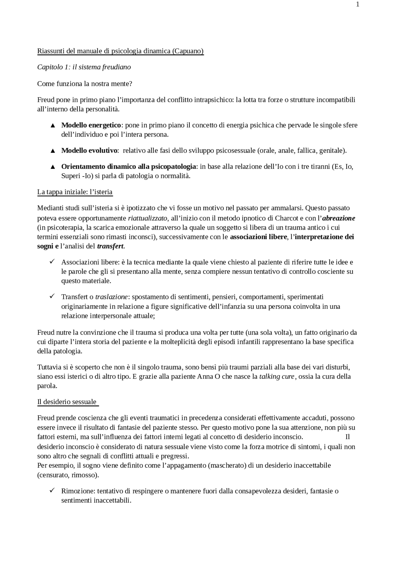 Manuale Di Psicologia Dinamica Docsity