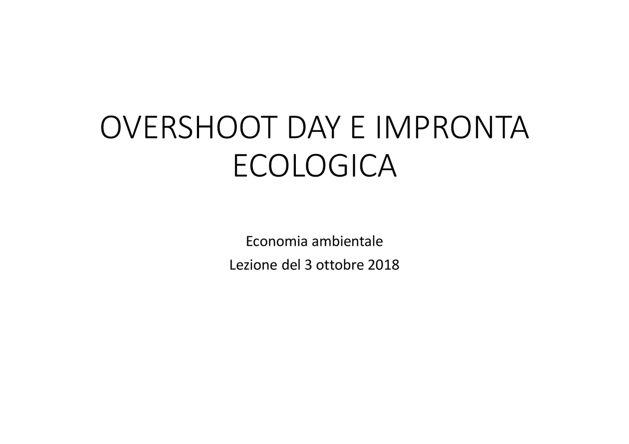 Economia Ambientale Slide Overshoot Day Docsity