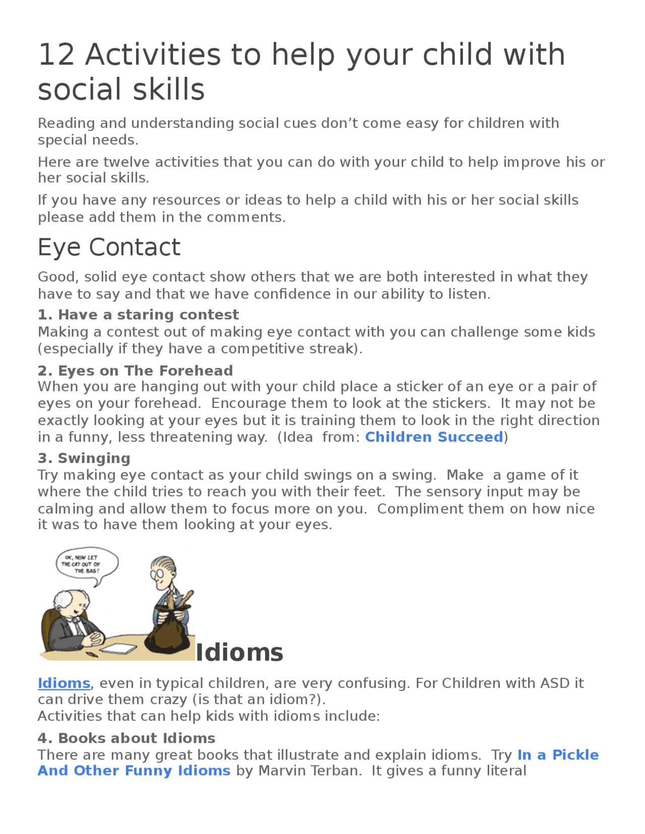 Activities for building social skills in children - Docsity