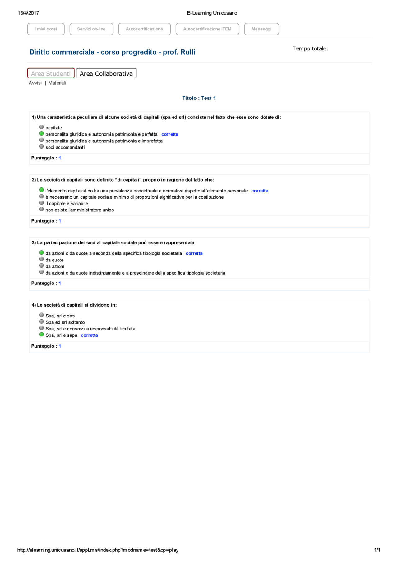 Diritto Commerciale Domande Multiple Docsity
