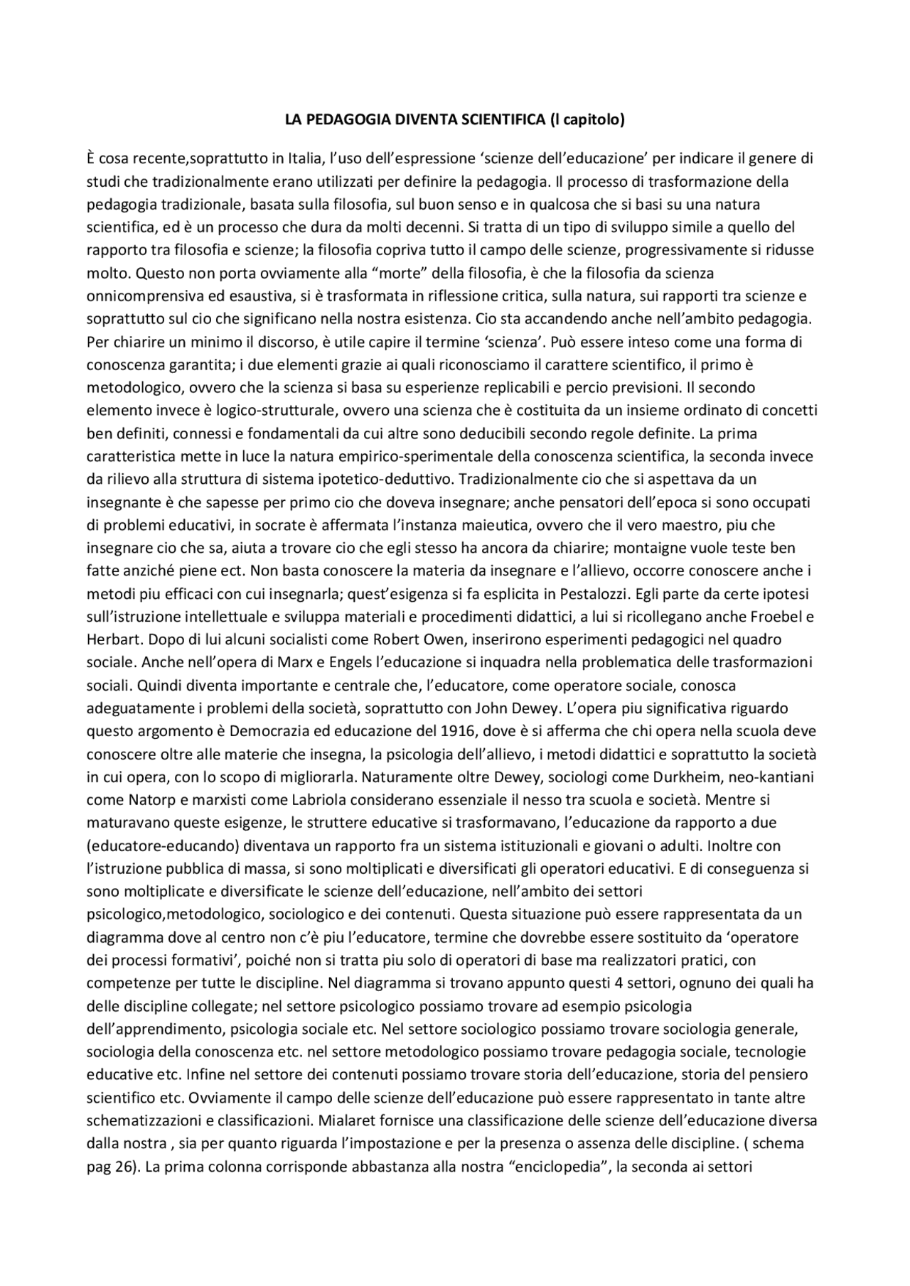 Capitolo 1 e 2 Visalberghi - Docsity