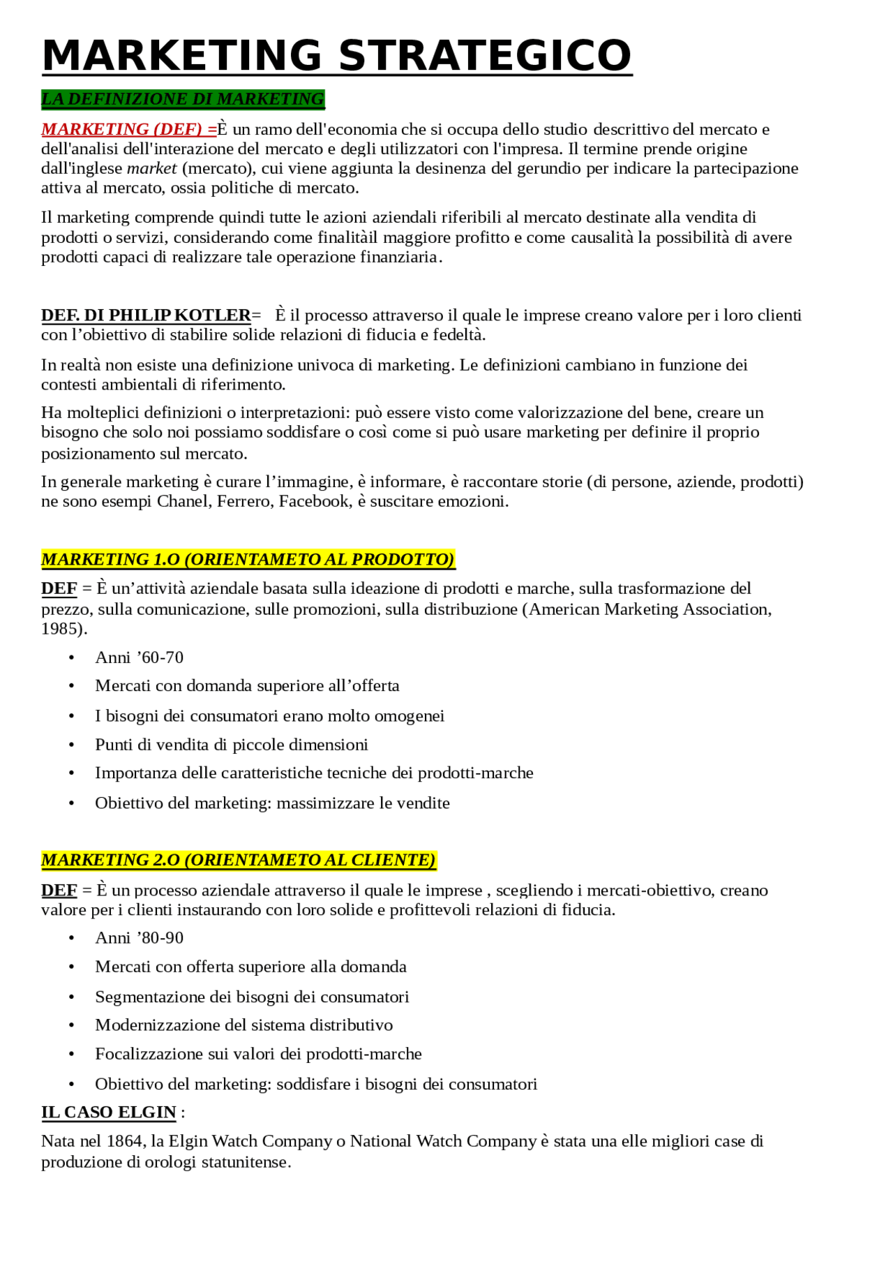 Marketing Strategico Docsity
