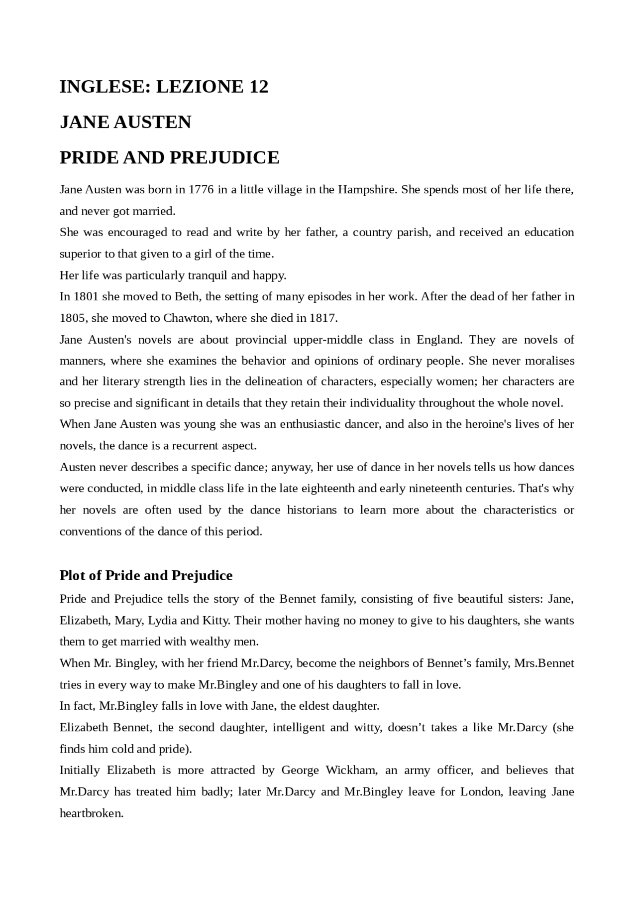 Jane Austen - Pride And Prejudice - Docsity