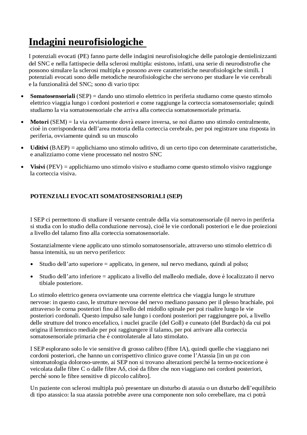 Esame Obiettivo Neurologico | Appunti di Neurologia | Docsity