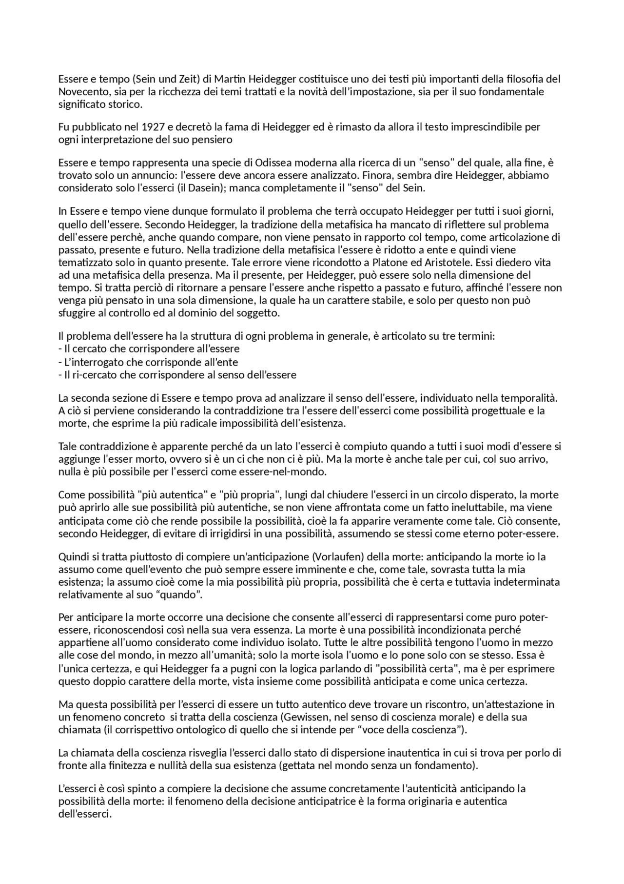 Essere E Tempo Di Heidegger Docsity