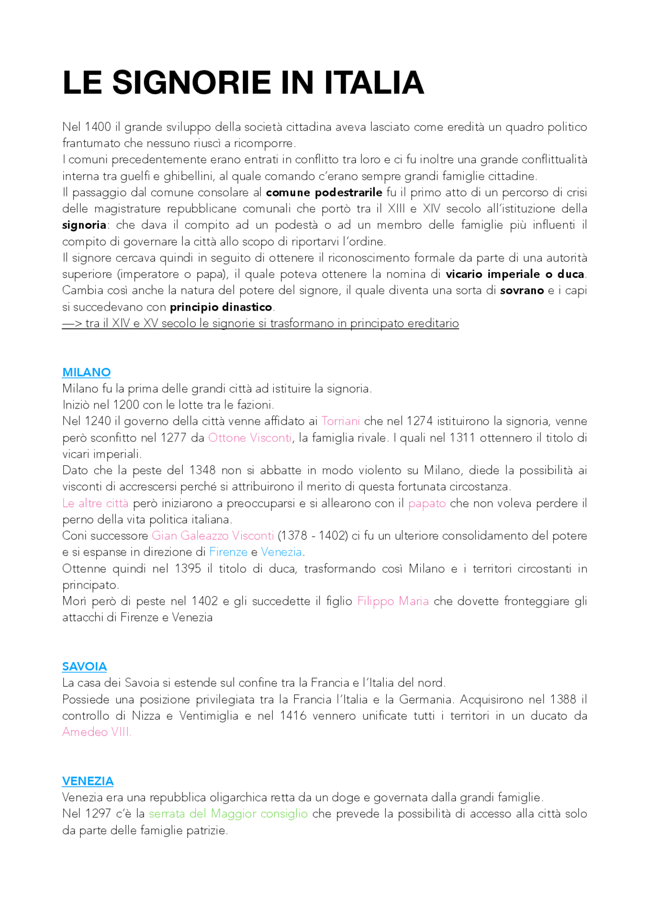 LE SIGNORIE IN ITALIA - Docsity