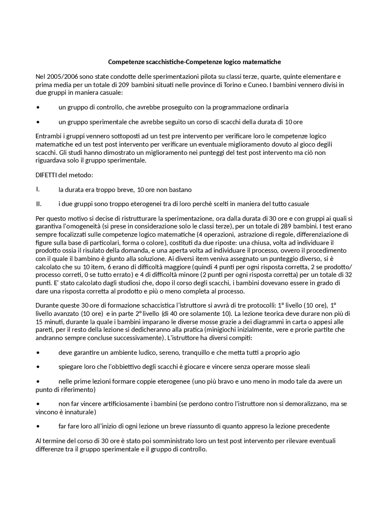 Scacchi Un Gioco Per Crescere Docsity