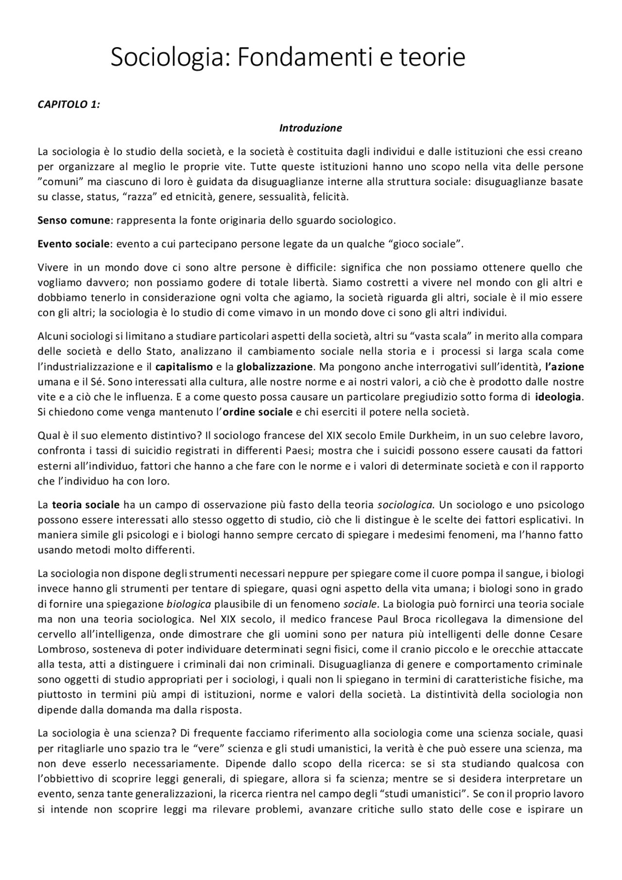 Sociologia Fondamenti E Terorie Docsity