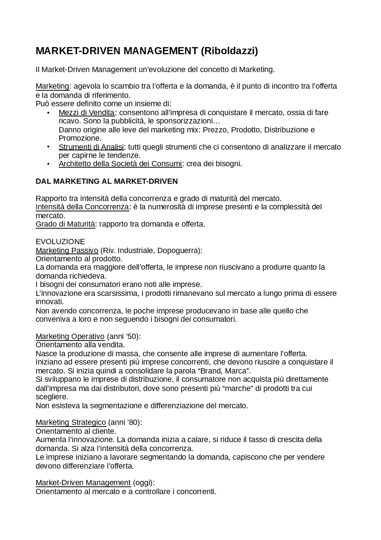 Market Driven Management Riboldazzi Docsity