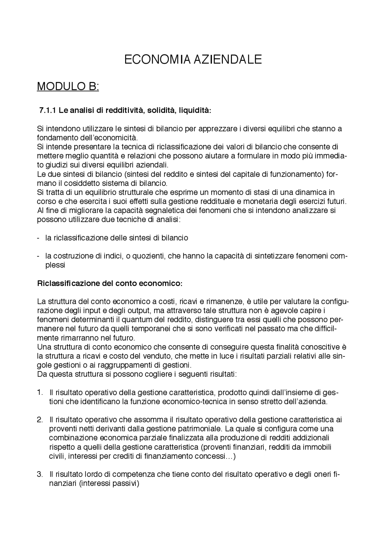 Economia Aziendale Modulo B Docsity
