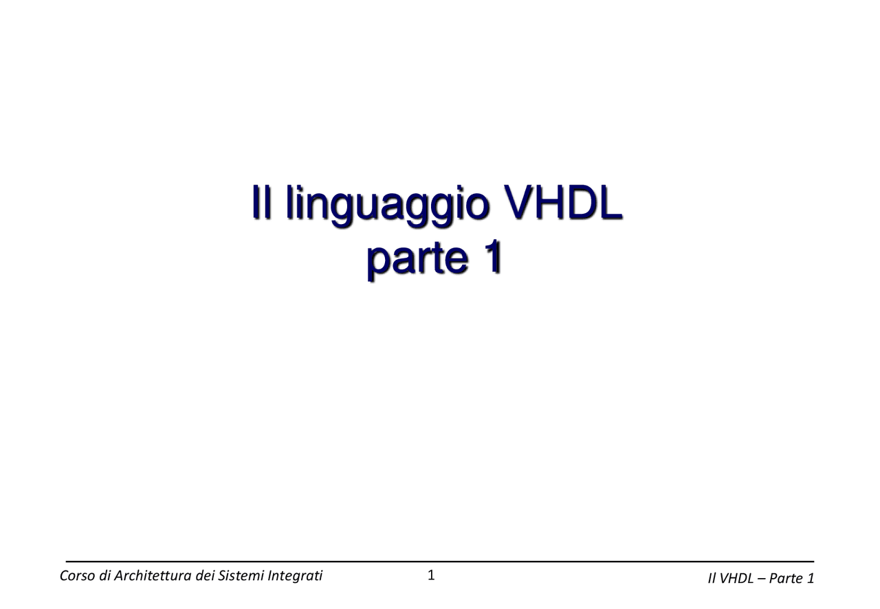 Corso Di Programmazione Vhdl Docsity