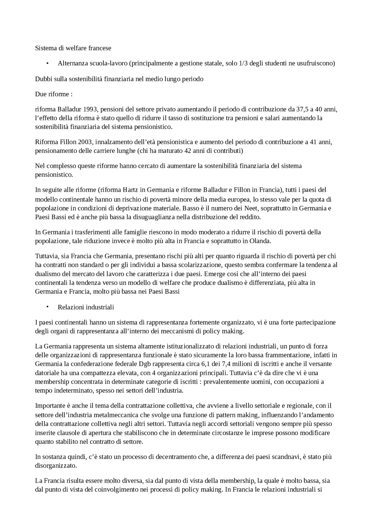 Appunti Su Vari Sistemi Di Welfare Docsity