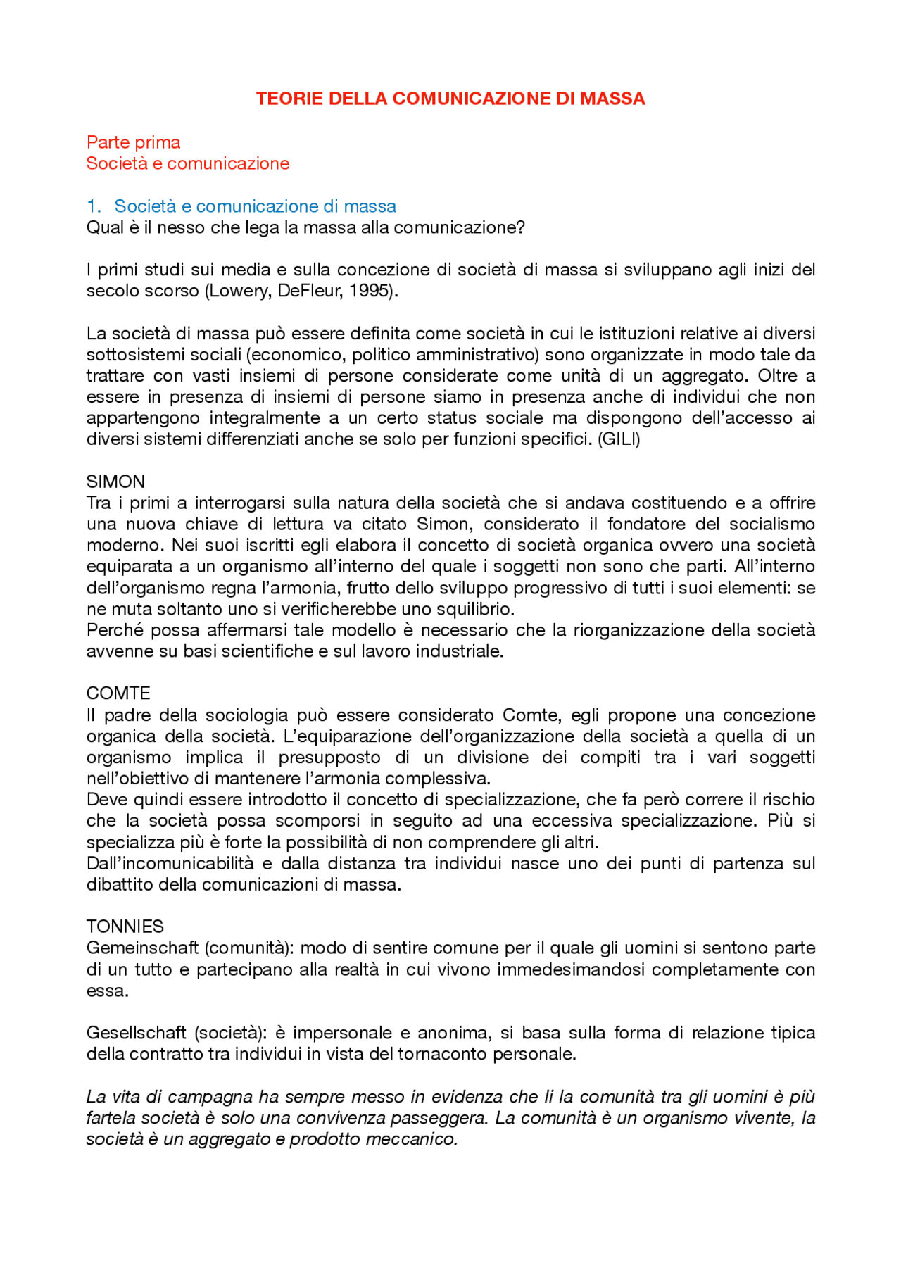 Teorie Della Comunicazione Docsity