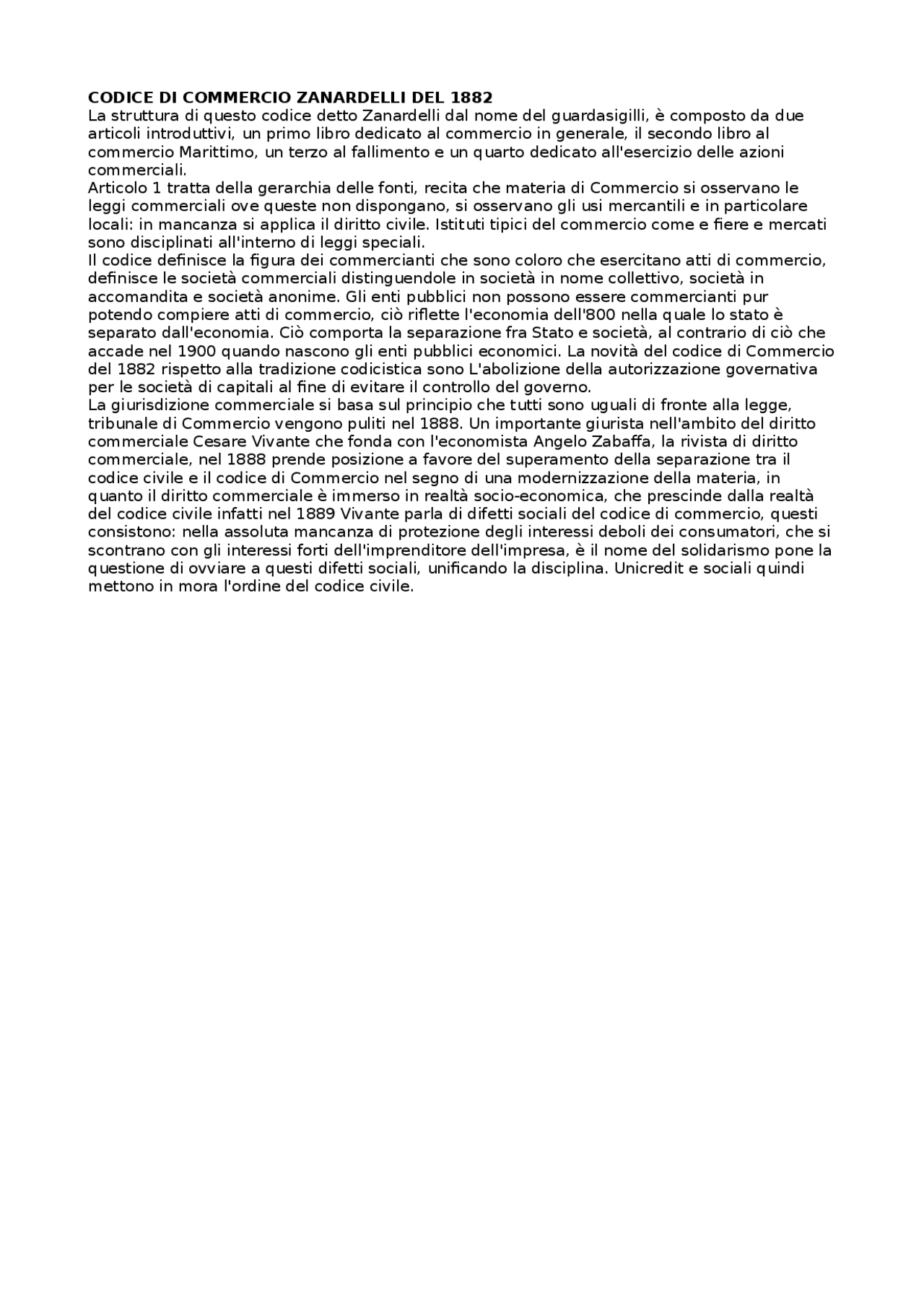 Codice Zanardelli Breve Docsity