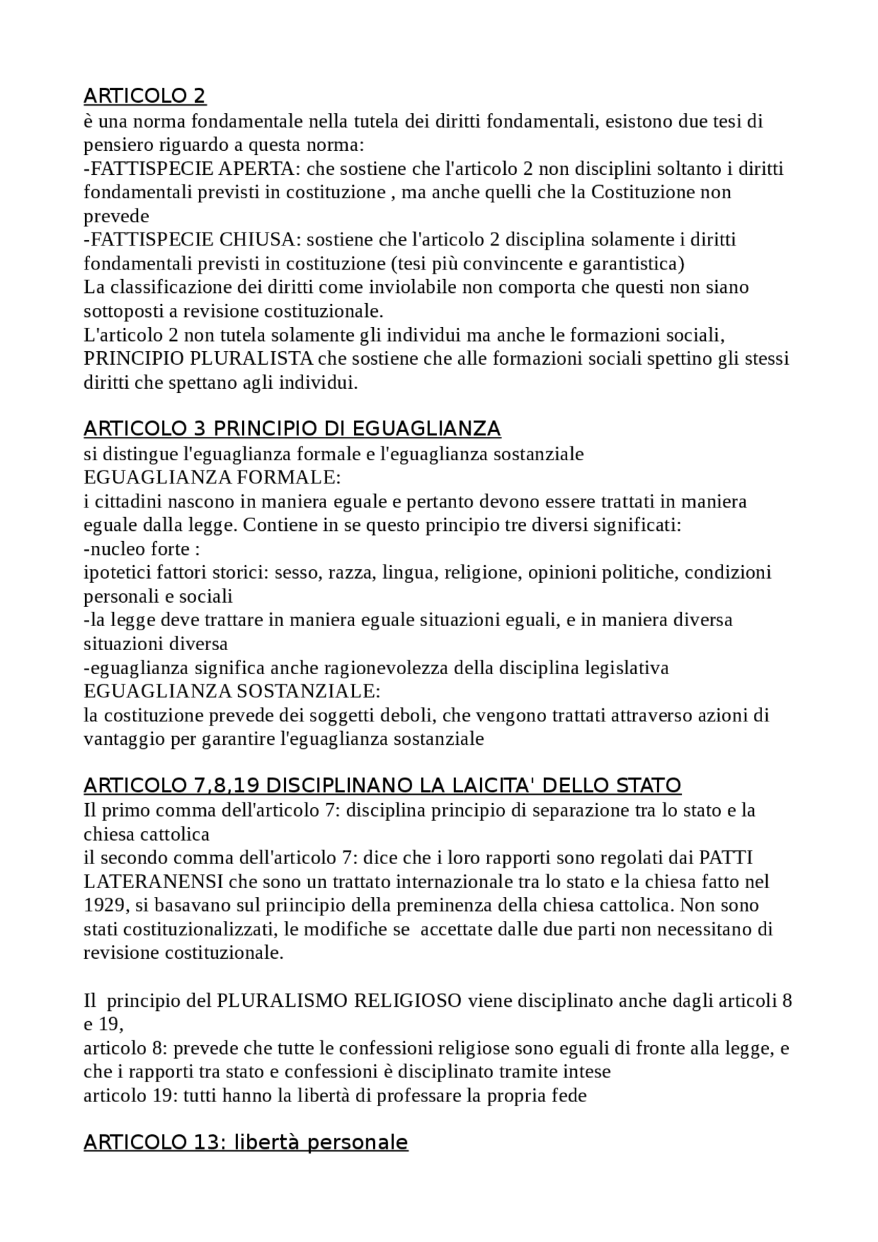 Alcuni Articoli Della Costituzione Docsity