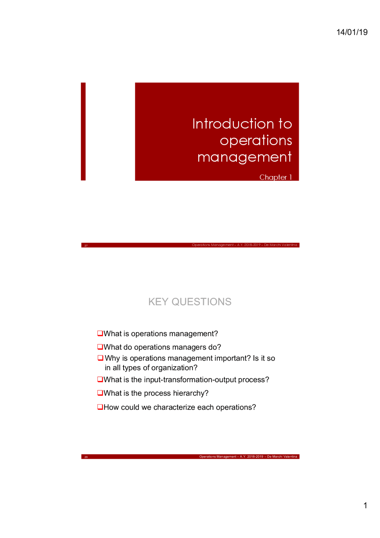 Lezione Operation Management Docsity