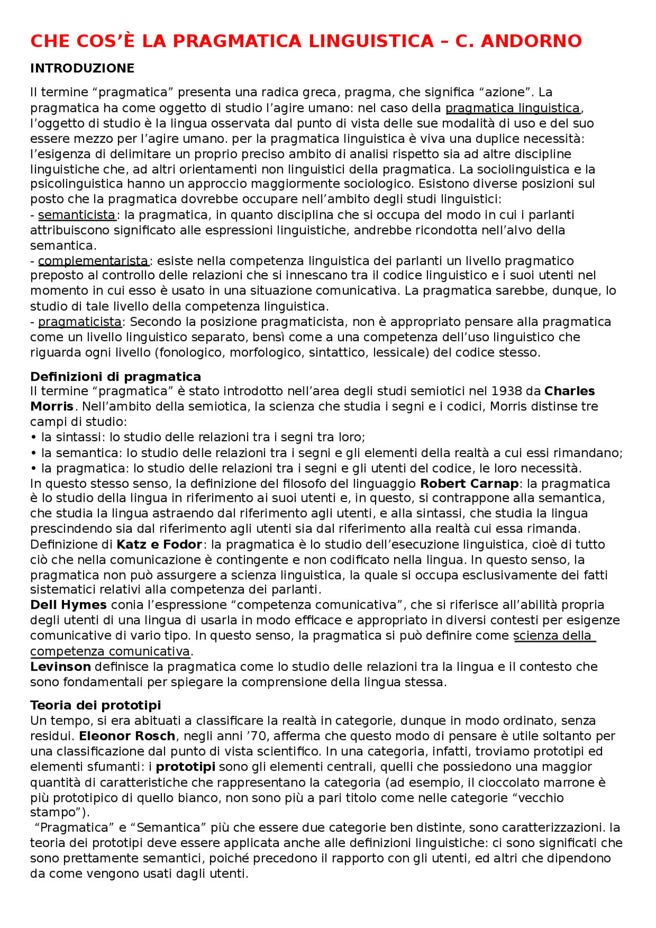 Che Cosè La Pragmatica Linguistica Docsity