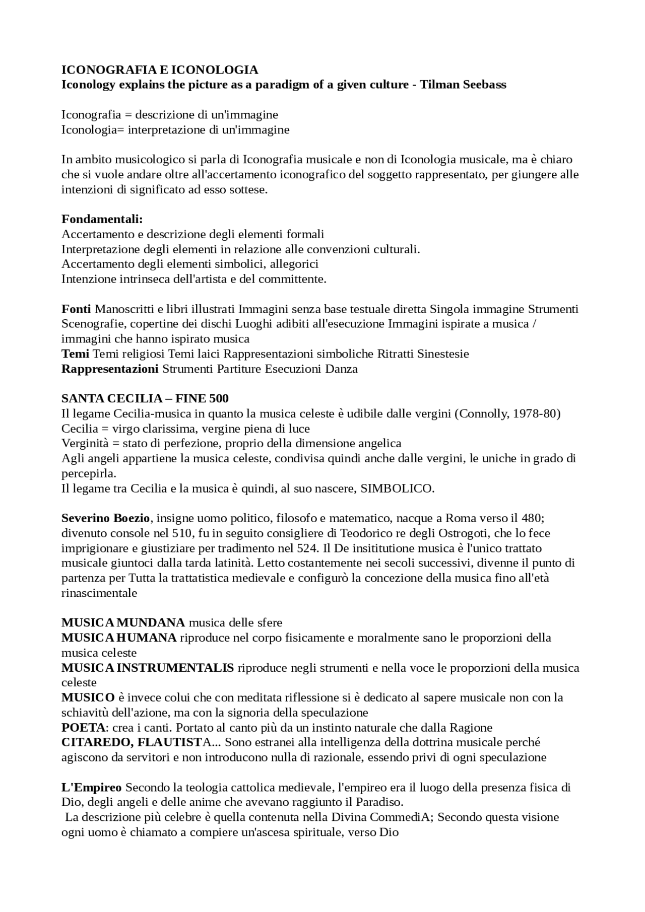 Appunti Di Iconografia Musicale Docsity