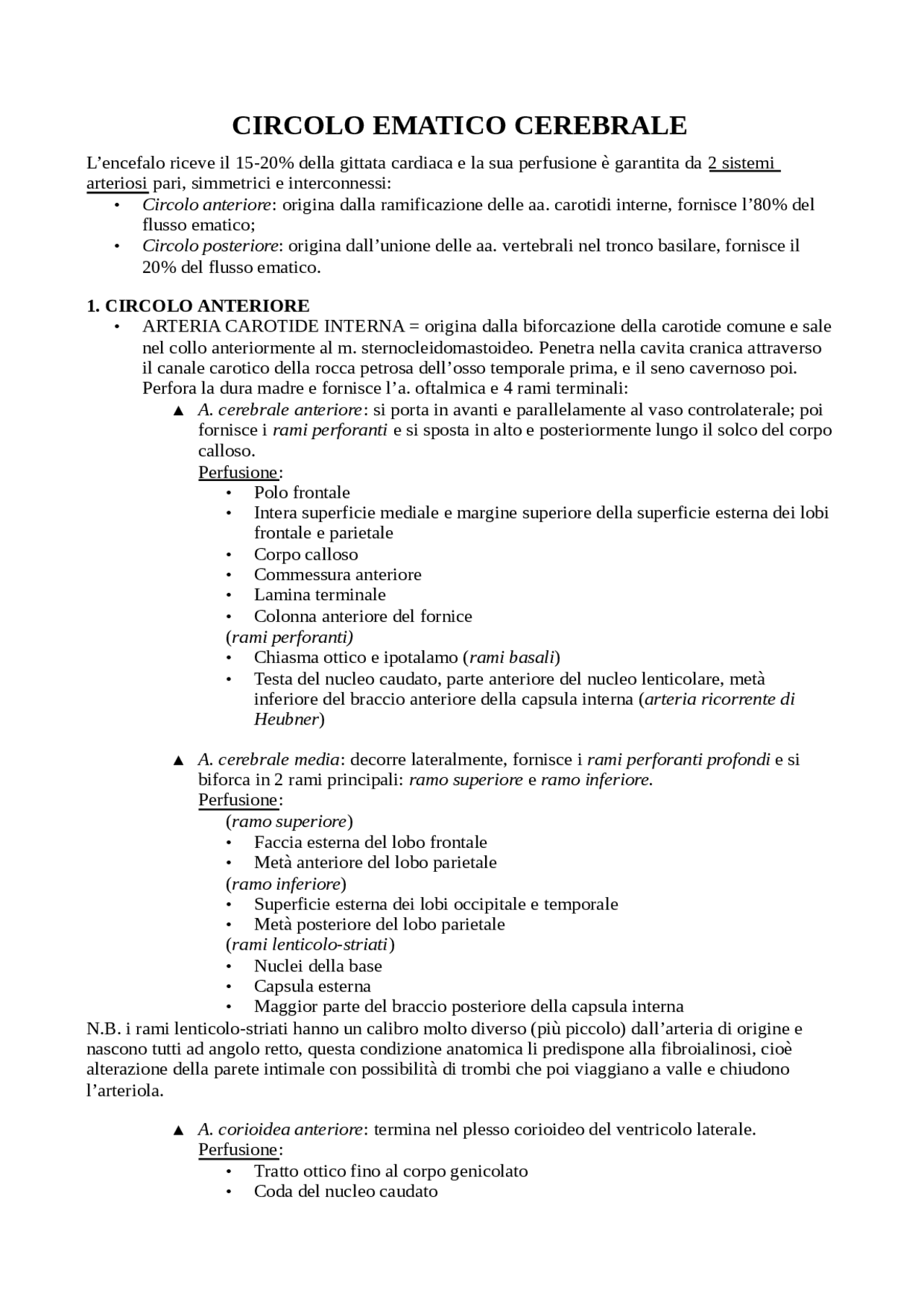 Ictus Ischemico Neurologia Docsity