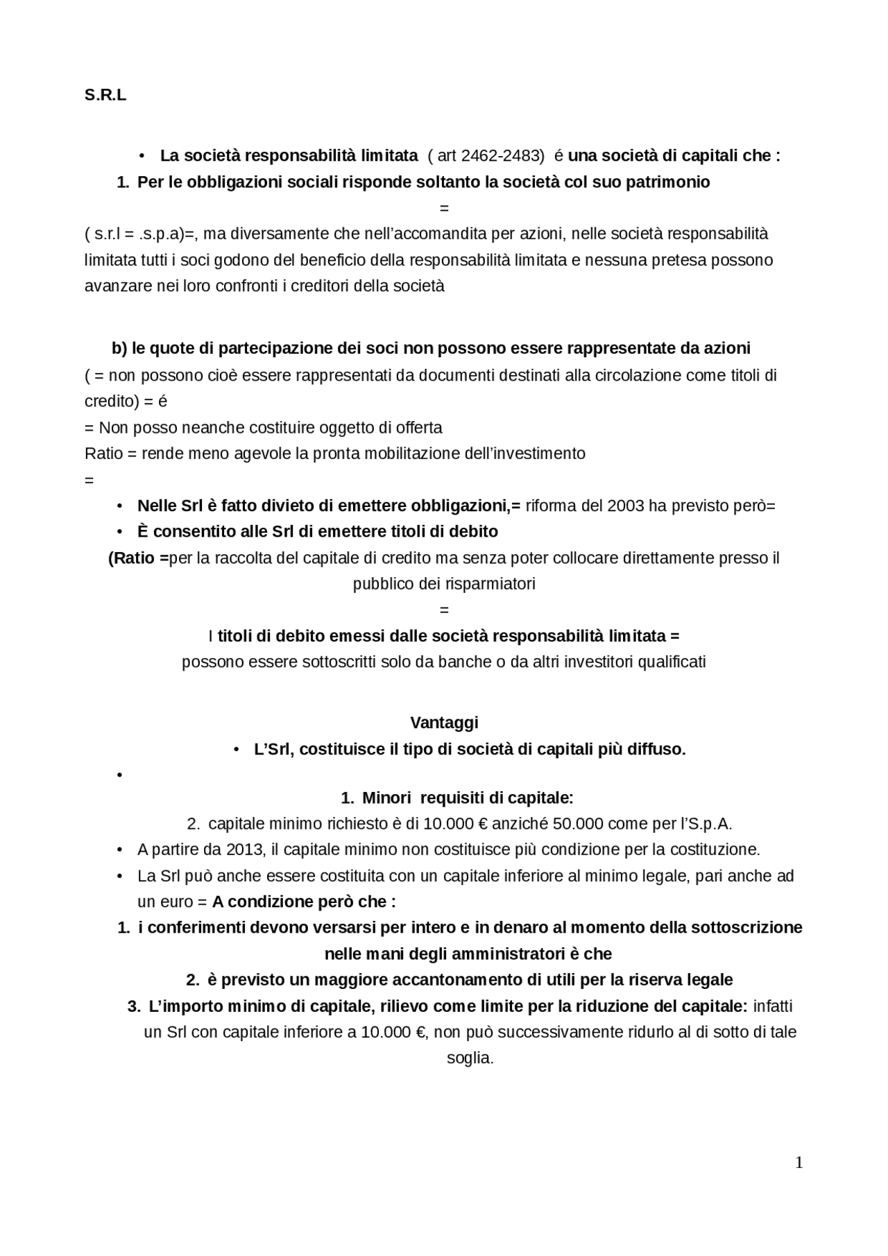 Società A Responsabiltà Limitata Docsity