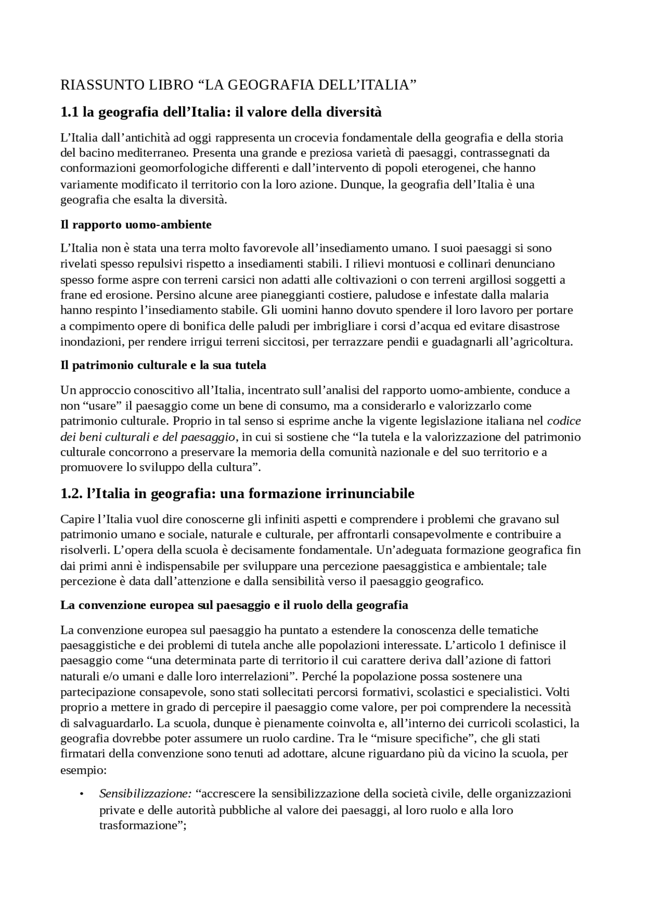 La geografia d'Italia - Docsity