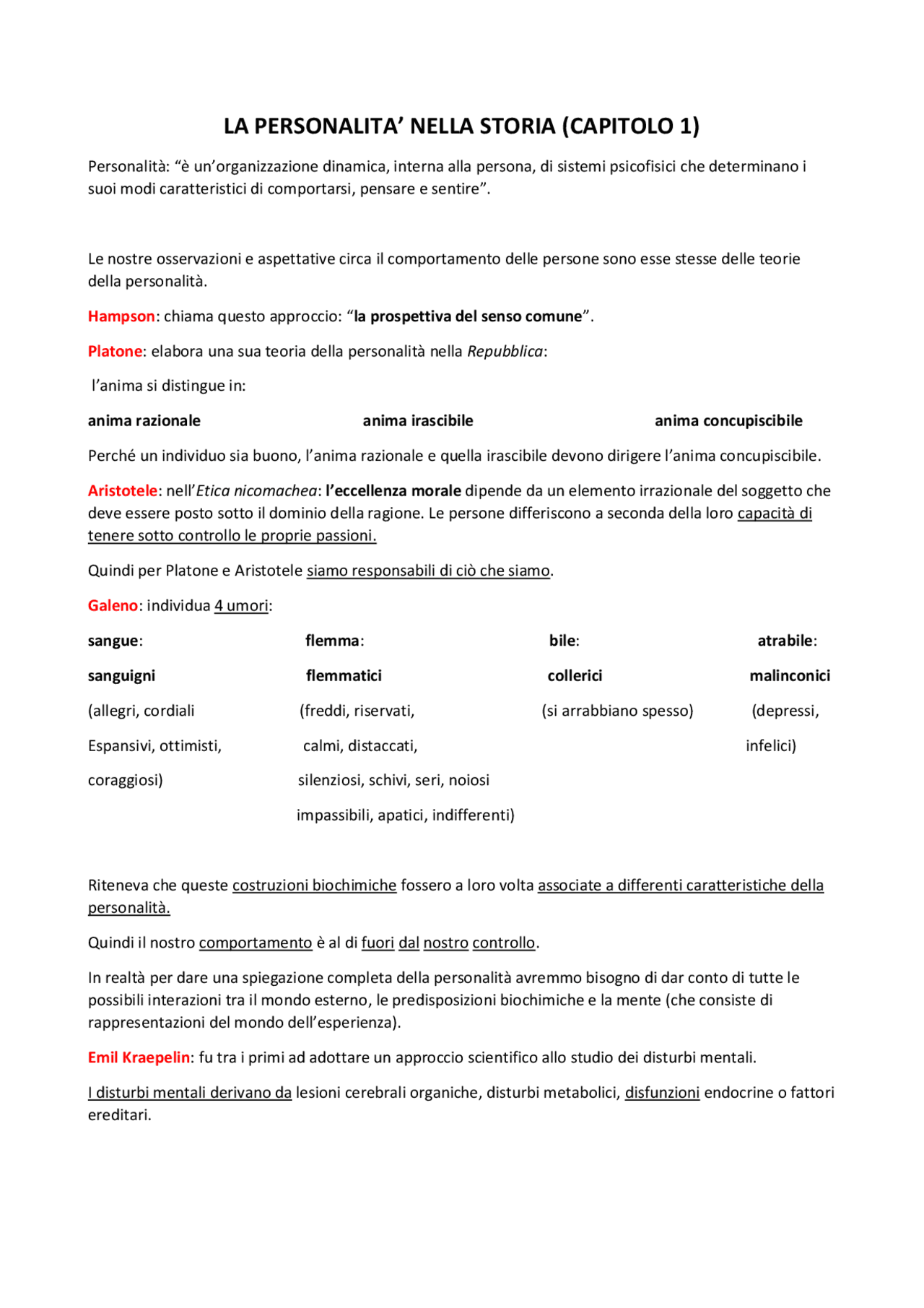 Personalità Riassunto Docsity